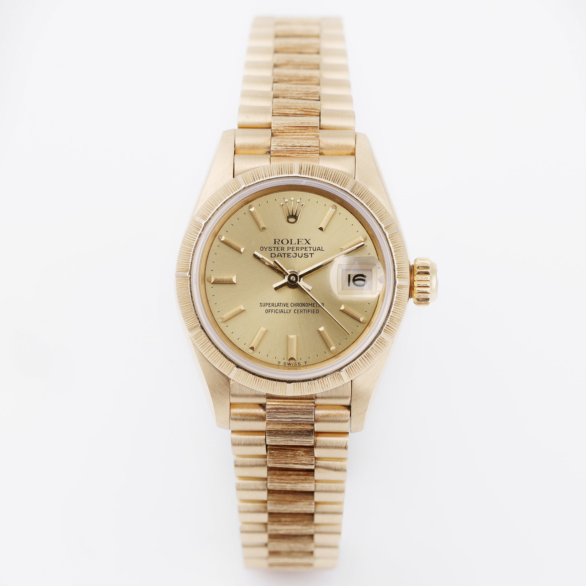 Rolex Lady DateJust | Bark Finish | REF. 69278 | Gold Dial | 18k Yello