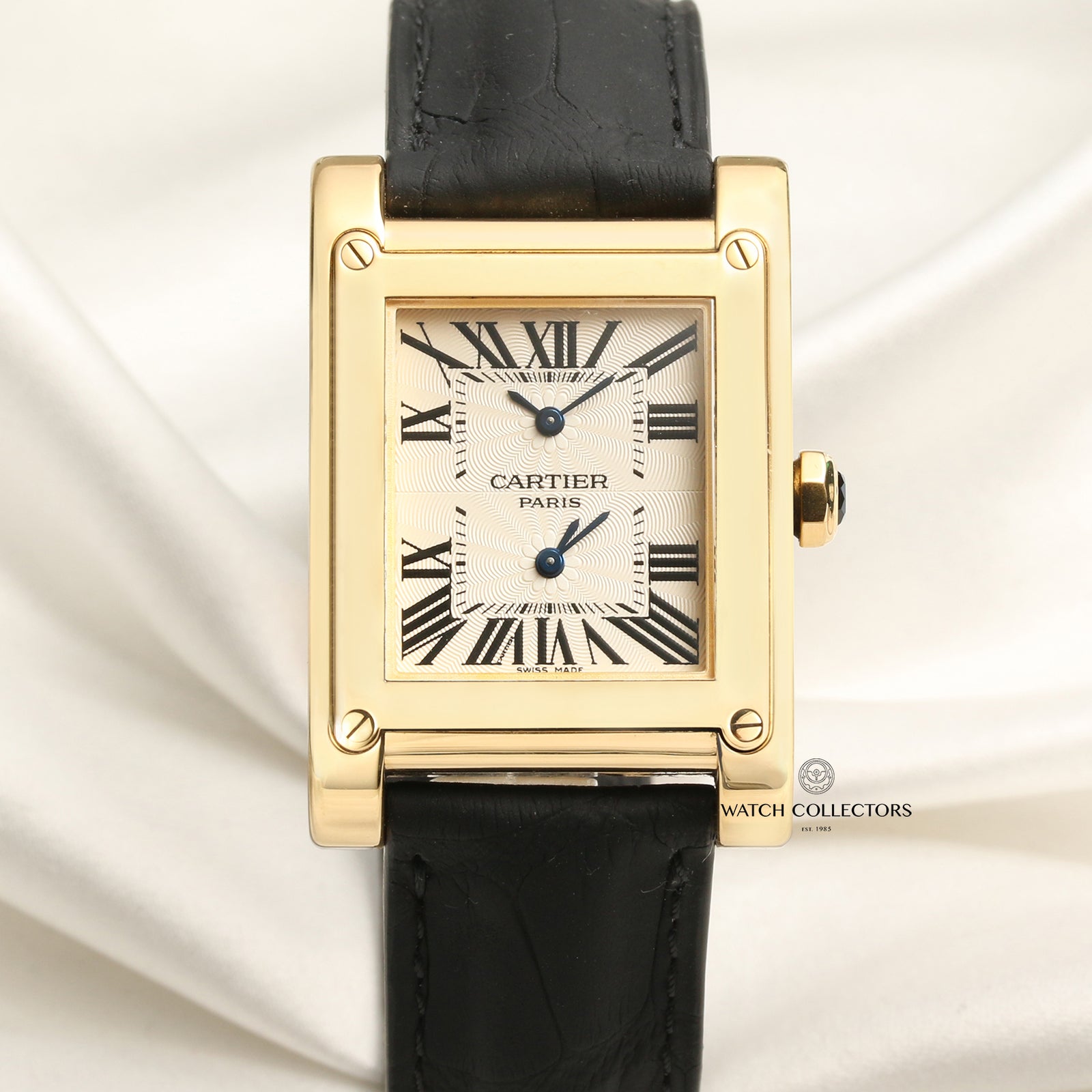 Cartier Tank Dual Time Zone 18k Yellow Gold