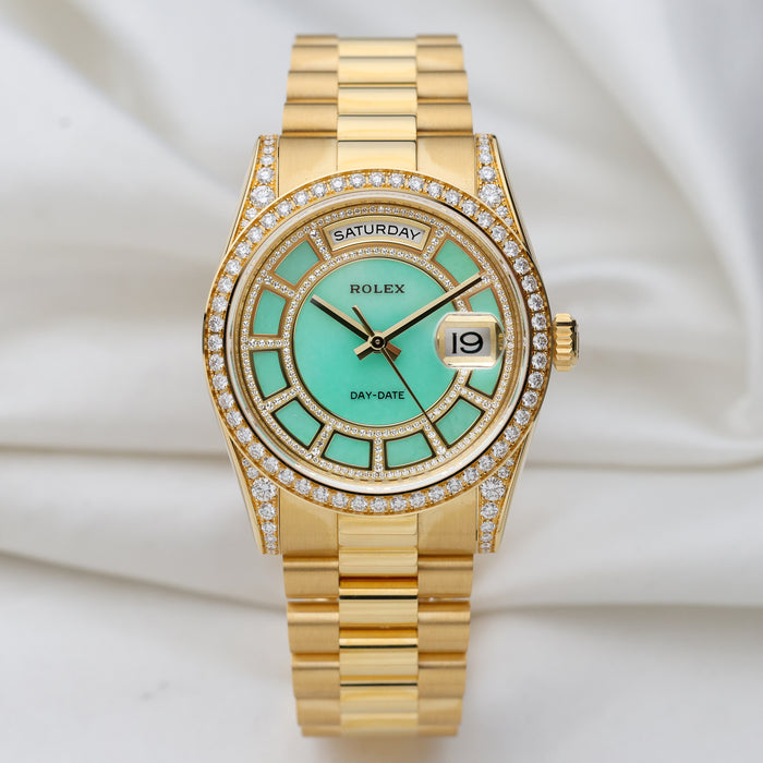 Unworn Rolex Day-Date Carousel | Green Jade Dial | 118388 | Diamond Di