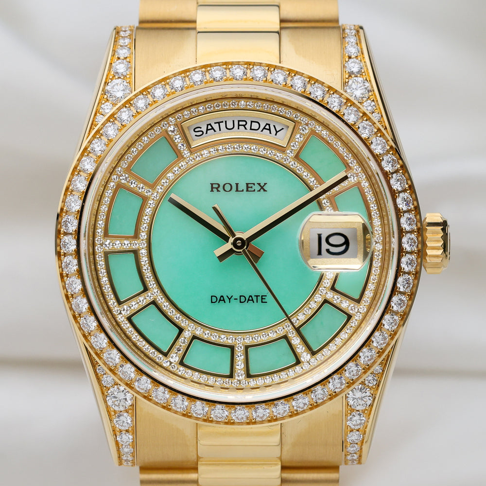 Unworn Rolex Day-Date Carousel | Green Jade Dial | 118388 | Diamond Di