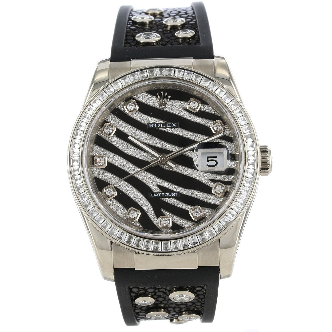 Rolex DateJust Zebra 116189BBR 18K White Gold